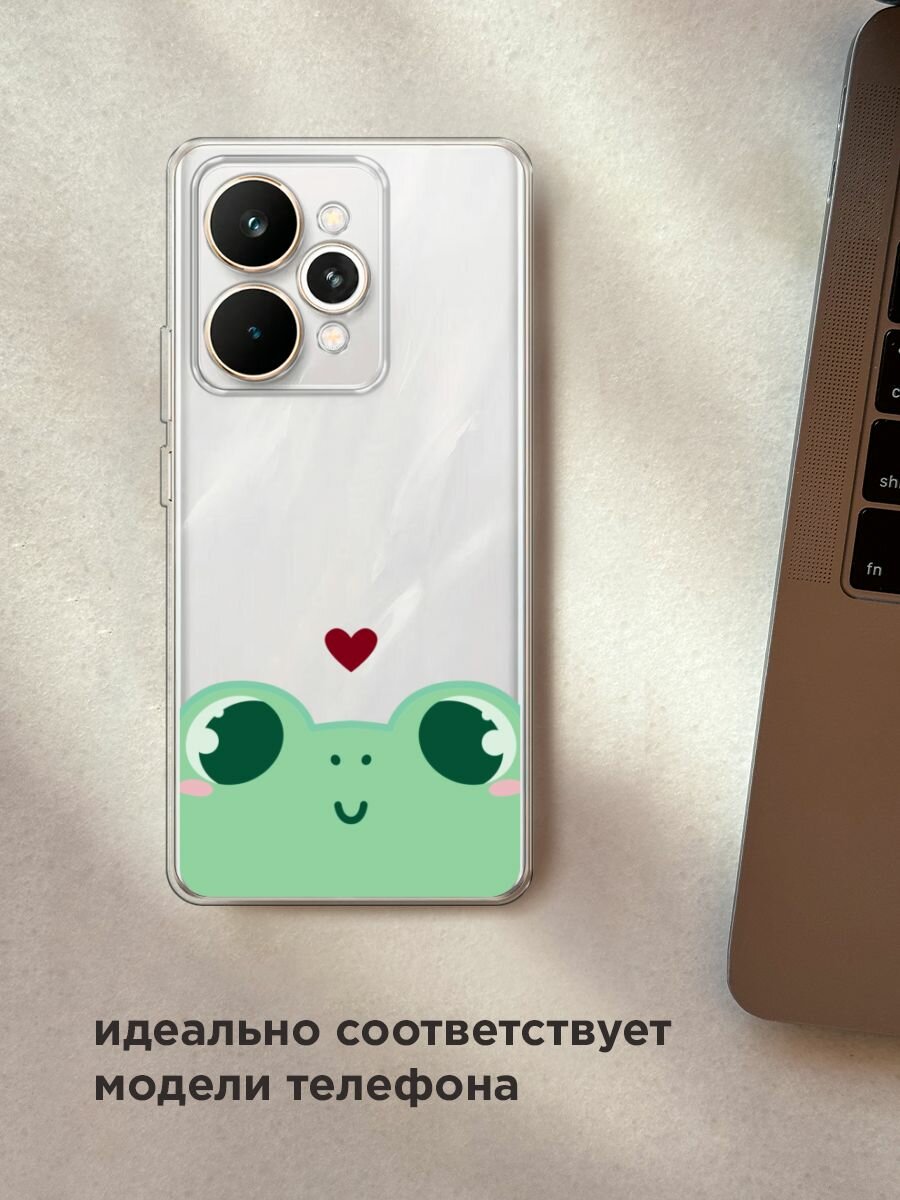 Чехол на Realme 15 Pro / Реалми 15 Про с принтом "Влюблённая лягушка - 14 февраля", прозрачный — фото 1