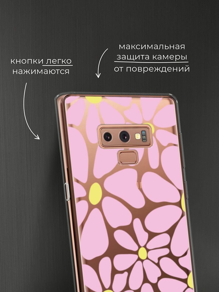 Чехол на Samsung Galaxy Note 9 / Самсунг Галакси Нот 9 с принтом "Розовые лепестки 2", прозрачный — фото 1