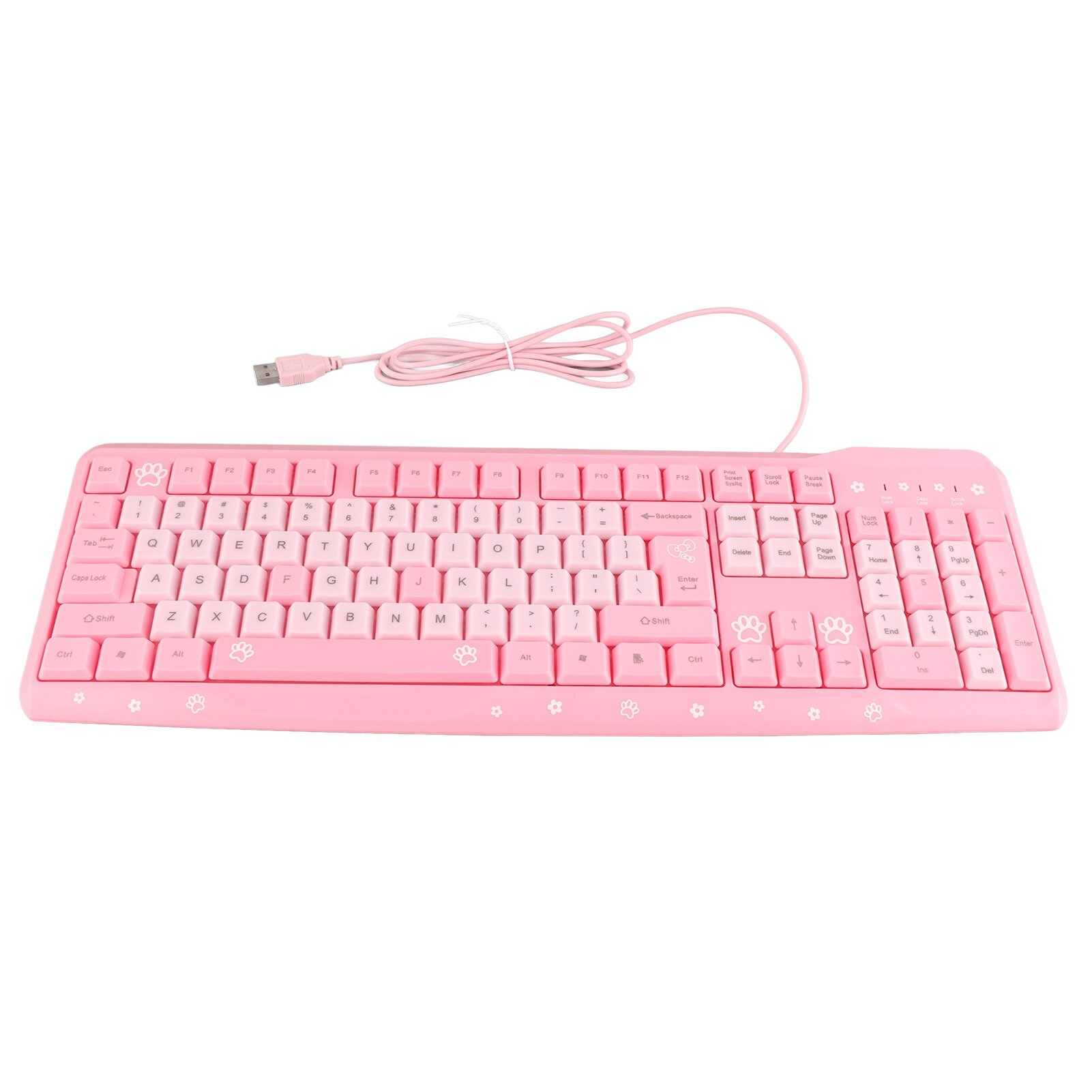 Keyboard USB Wired UltraThin Cute Cartoon for Home Office Laptop Computer Universal(Pink )