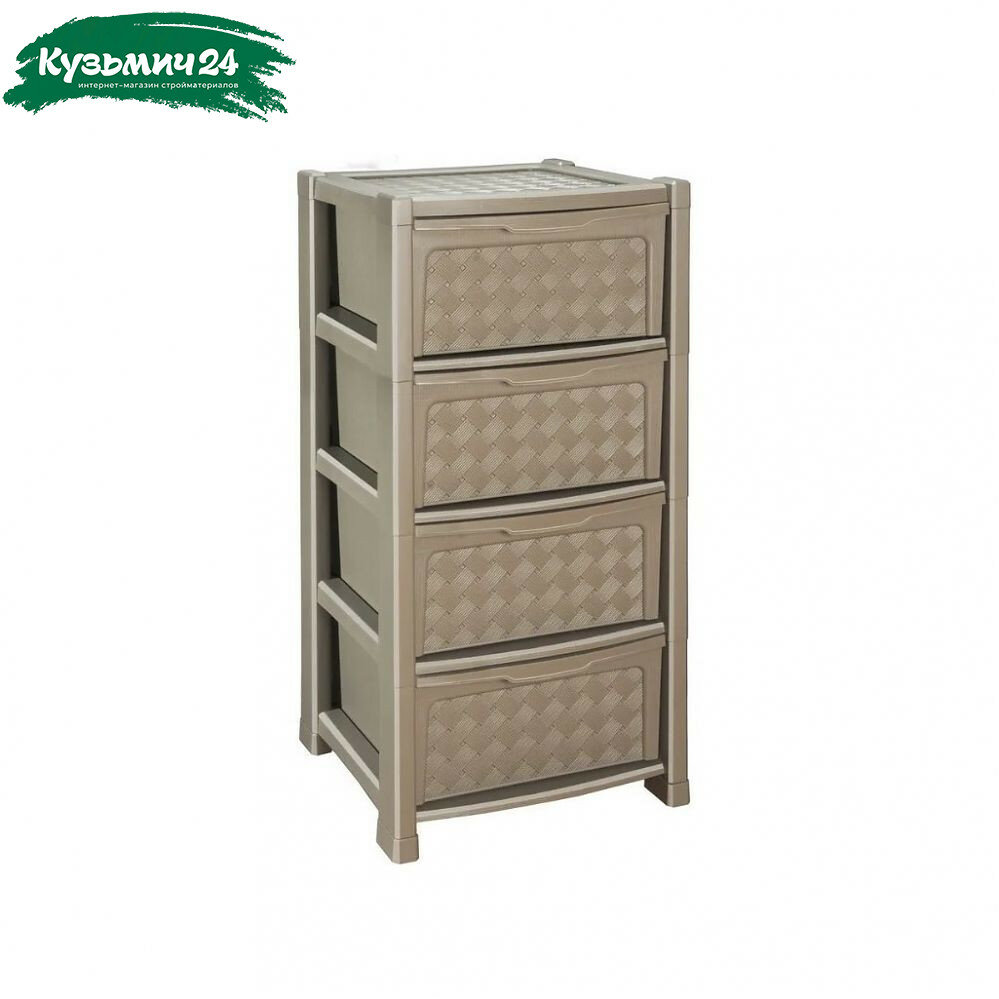 Комод Эльфпласт Виола, 4 выдвижных ящика, пластиковый, 390х390х825 мм, цвет в ассортименте, 1 шт