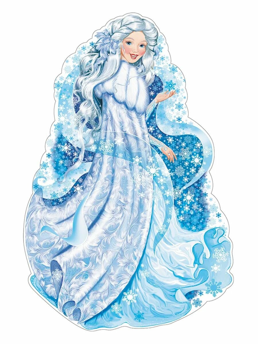 Плакат оформительский А2 "Девушка зима", картонный, вырубной, двухсторонний