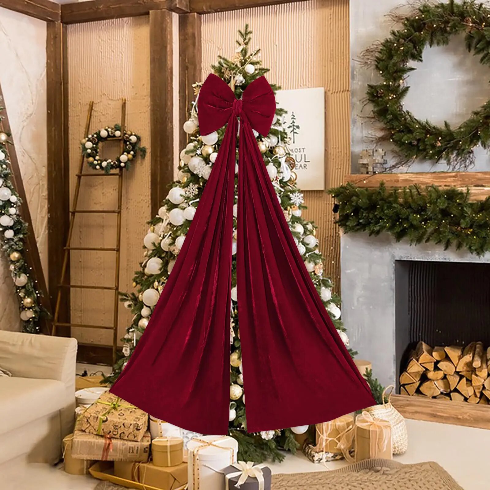 Рождественский бант для двери, бархатный C