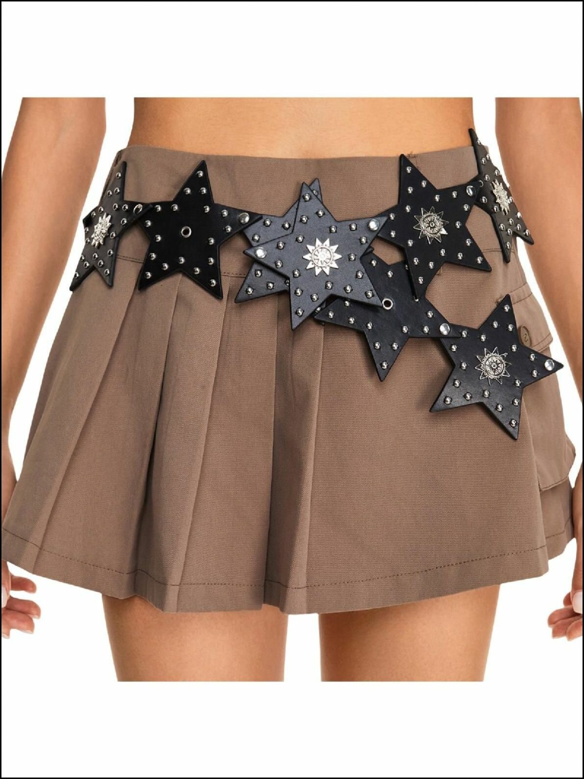 Эксклюзивный регулируемый корсет из искусственной кожи для взрослых, декорированный звездой и заклепками