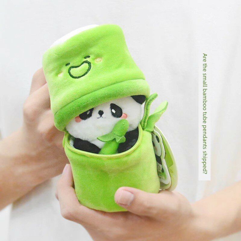 Мягкая игрушка-брелок «Панда в трубке» из натурального бамбука, милый плюшевый кулон для рюкзака, маленькая