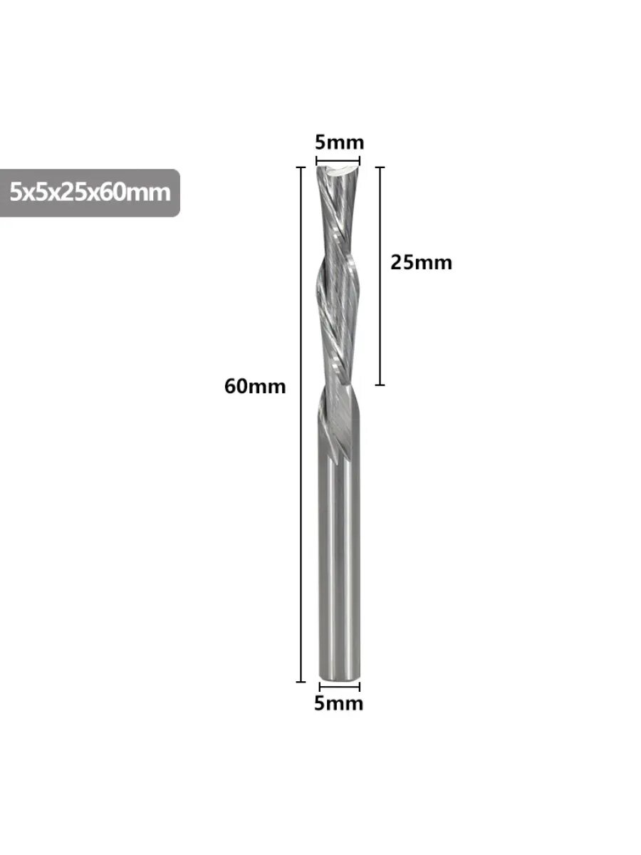 Фреза компрессионная двухзаходная по дереву 5х25х60 мм