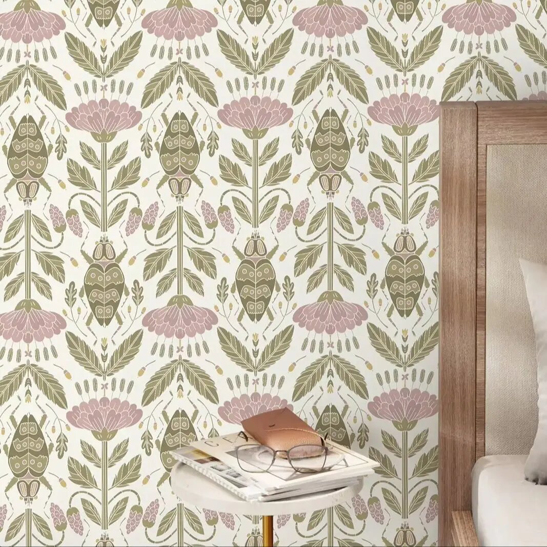 Розовые бумажные обои Pixel&Wall классического стиля Non-Woven Wallpaper, 50cm x 300cm
