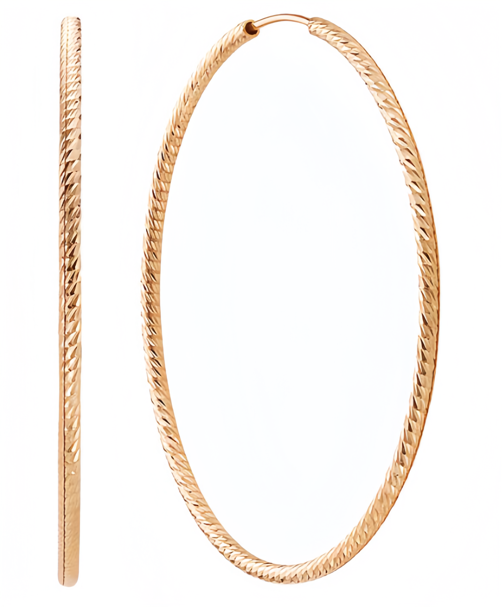 Серьги конго, красное золото, 585 проба, гравировка