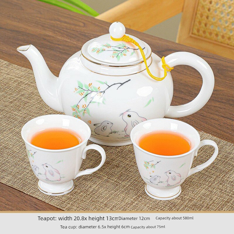 Чайник с кроликом, керамическим фильтром, 580 мл, 1 чайник + 2 чашки