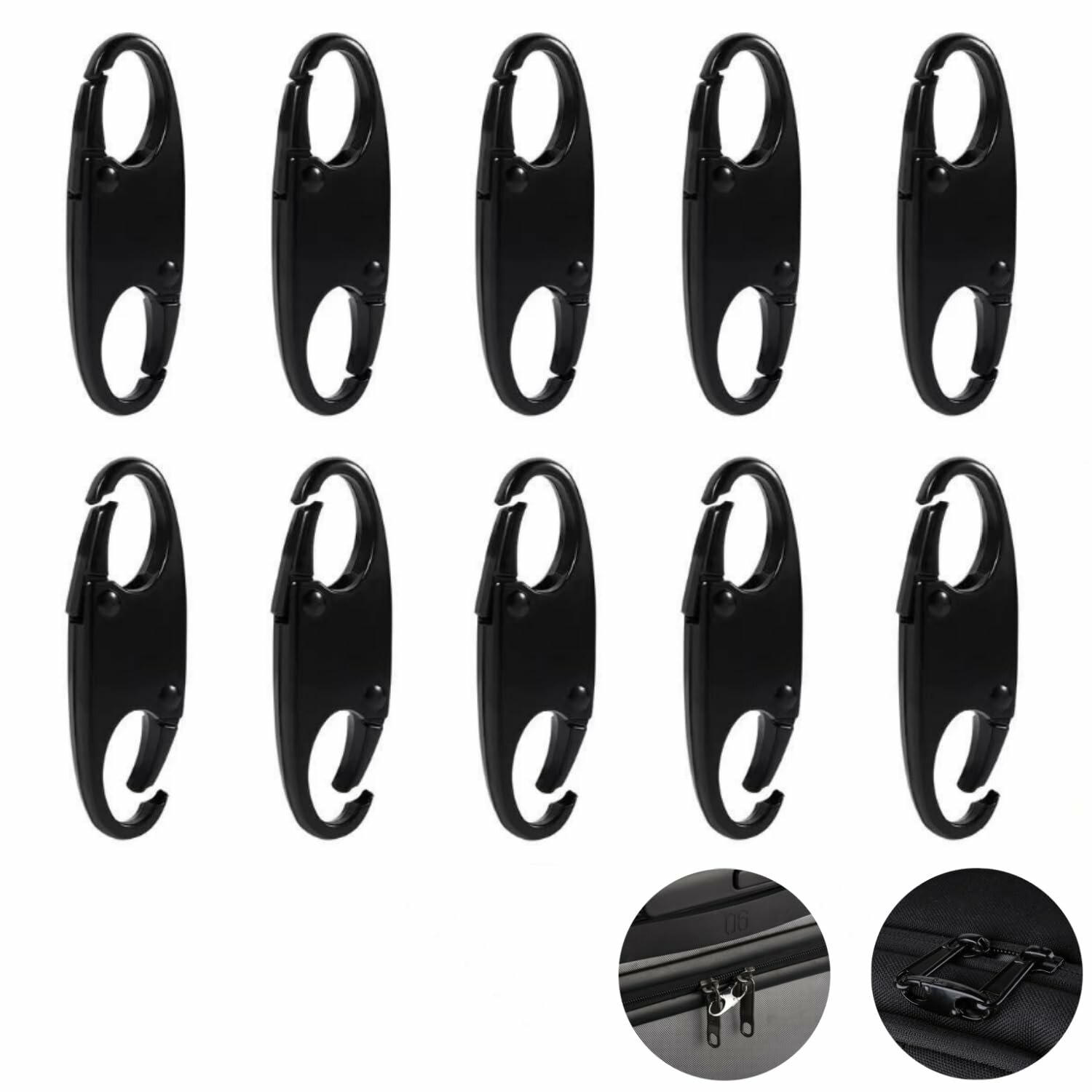 Двойной замок запасной замок 10 пакетов противоугонный зажим, замок для рюкзака (черный, серебристый, серый, золотой, бронзовый), материал сплав, длина 3.7 см, ширина 1.12 см, толщина зажима 0.13 см, 10 двойных крюковых зippers clips