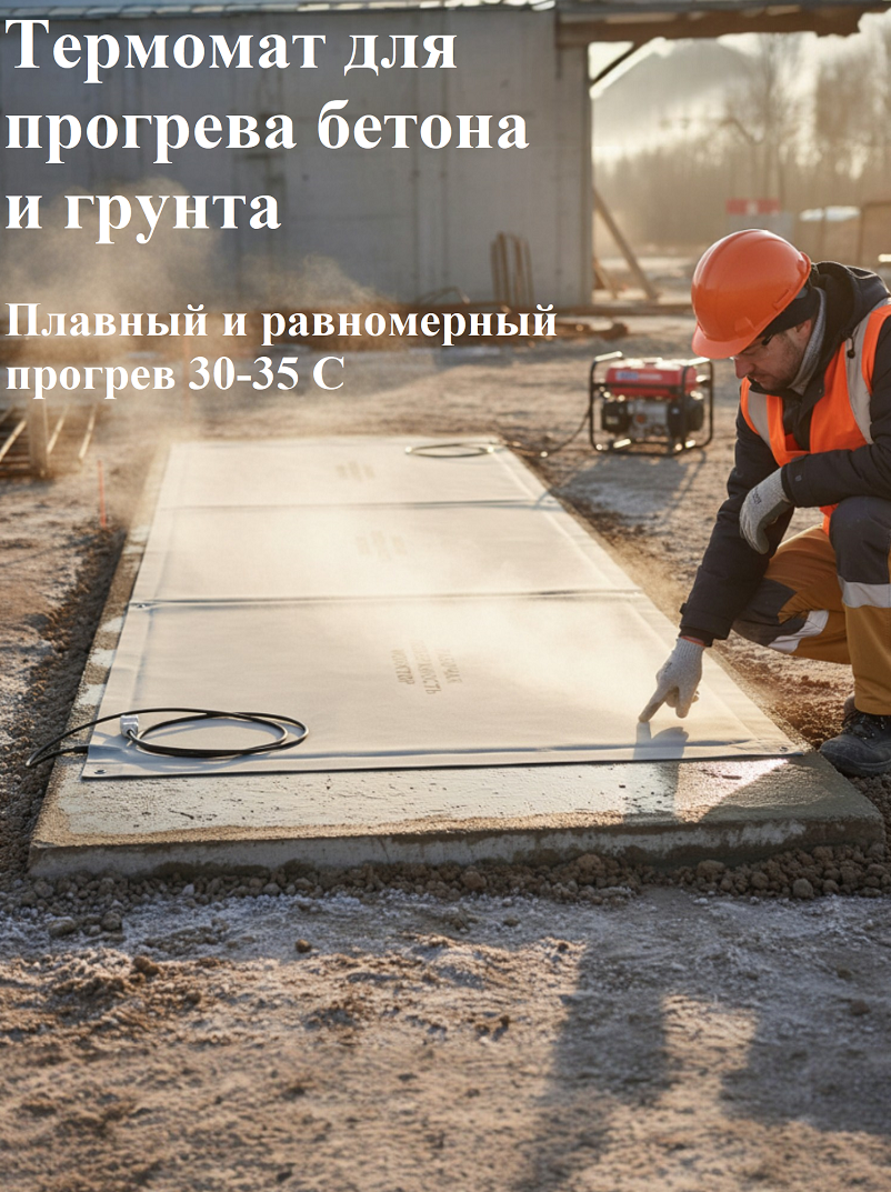 Нагревательный мат электрический (термомат) для прогрева бетона и грунта 220 Вт 0,55 м × 4 м