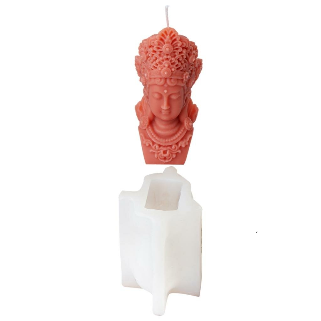 3D Buddhas Candle Силиконовая плесень Молитва для девочки смола бетон цемент гипс ароматизированные настольные декоры, - Поясная длина Гуаньинь