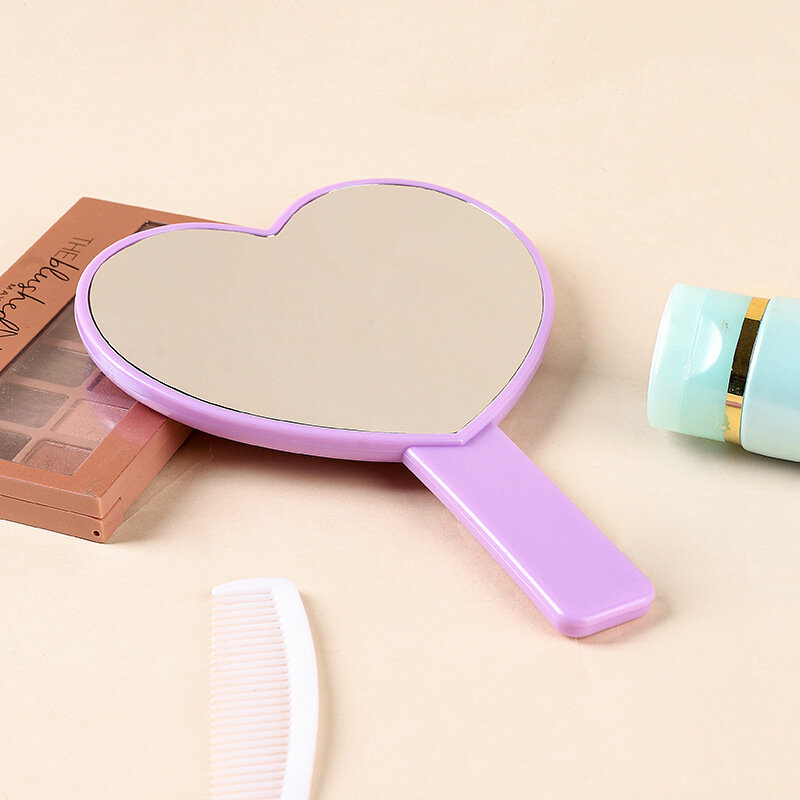 Маленькое зеркало с ручкой на заказ, ручное зеркало в форме сердца на заказ, оптовая продажа, одностороннее портативное
