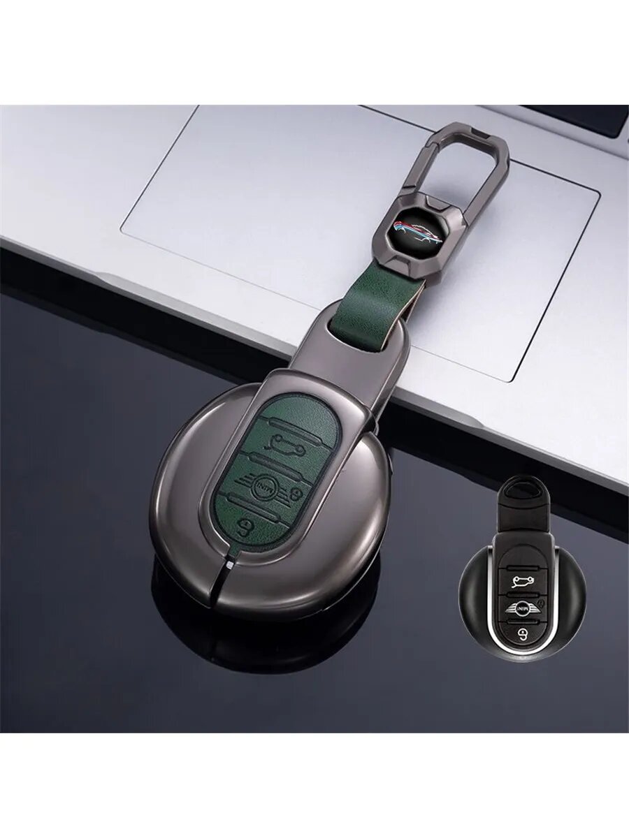 Чехол-брелок из сплава для ключа BMW Mini Cooper, черный