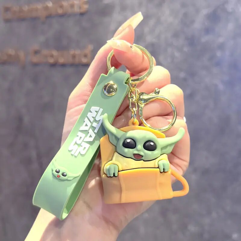 Брелок с изображением аниме, милый детский брелок Йоды, мандалорская фигурка, модель Master Yoda, брелки из ПВХ, детский подарок