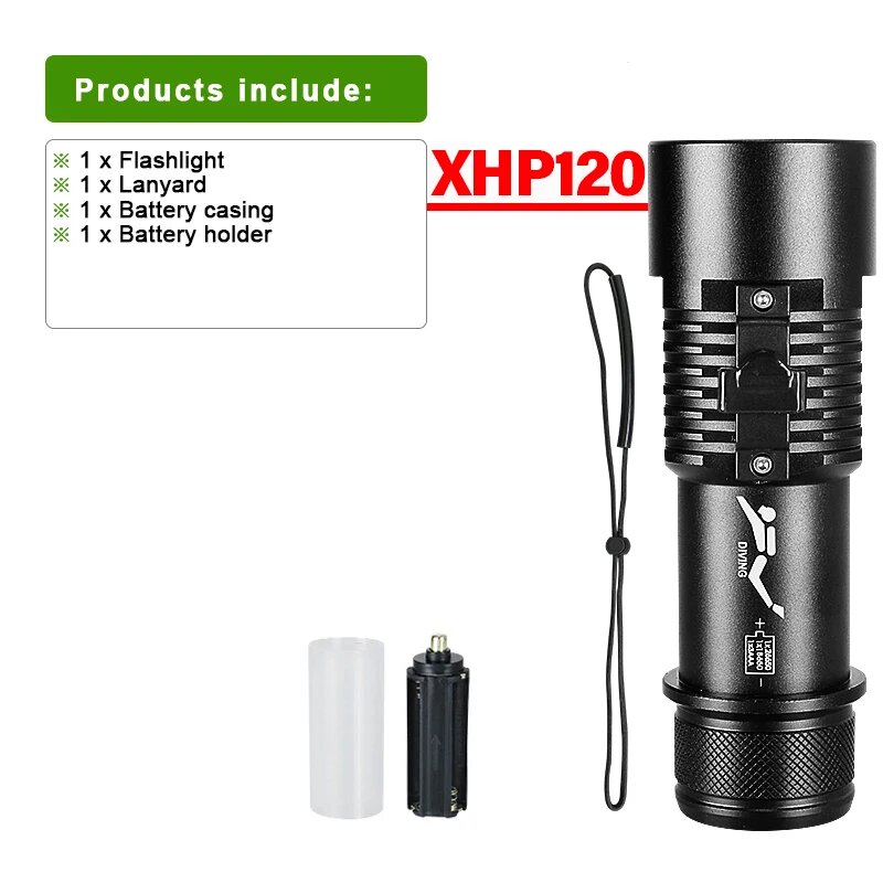 Фонарь XHP120, черный, с lanyard и батареей