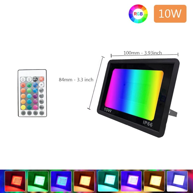 RGB LED прожектор 10W, IP66, уличный, цветной