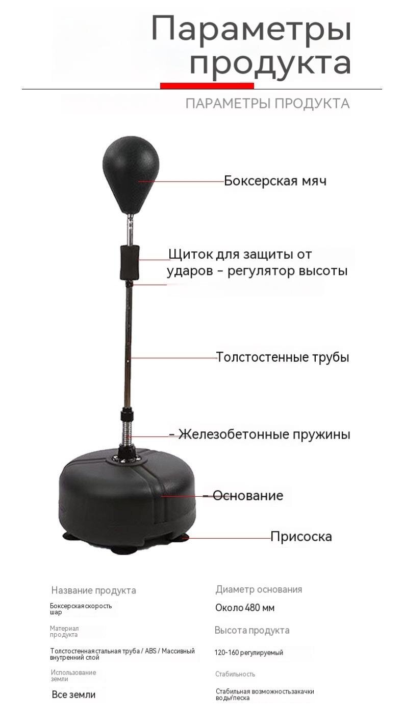 Боксерская груша Рефлекс-Мяч, черная, для бокса и кикбоксинга — фото 1