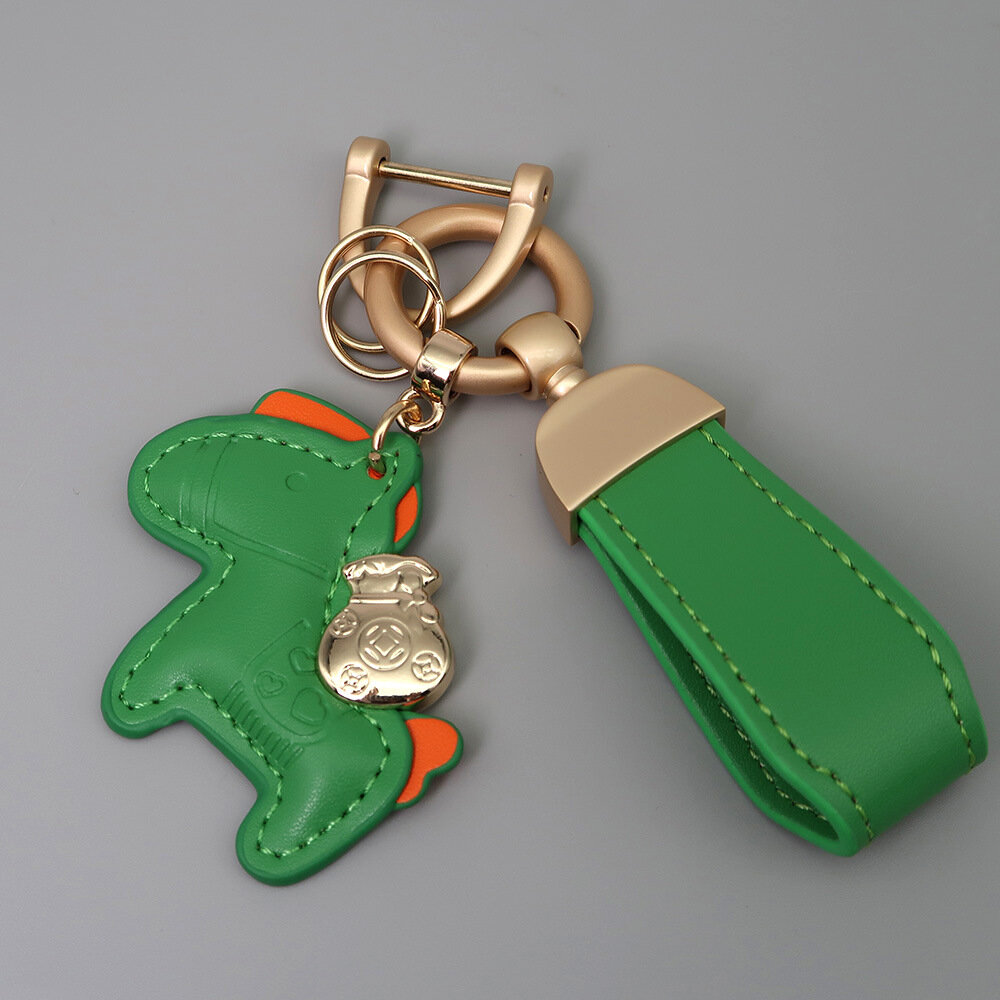 Быстро обогатите себя, брелок для ключей с узором маленькой овечки, кожаный брелок с маленькой лошадкой, интернет-знаменитость, парный брелок с жемчугом и золотом