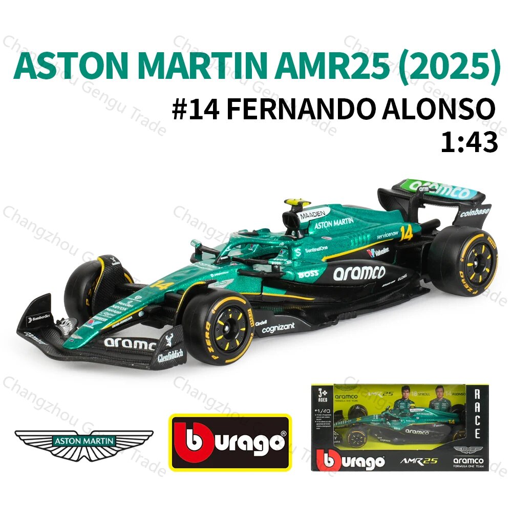 Bburago 1:43 Aston Martin AMR25 F1 2025 AMR25-14