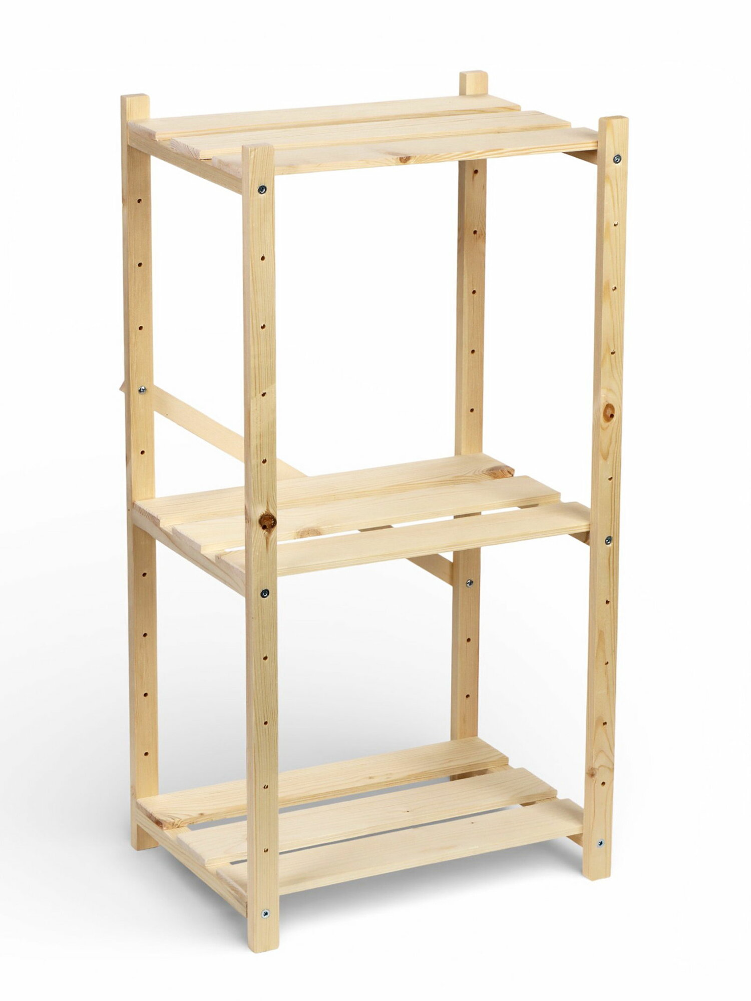 Стеллаж деревянный, 3 полки, 79x40x28 см, напольный, с регулируемыми полками