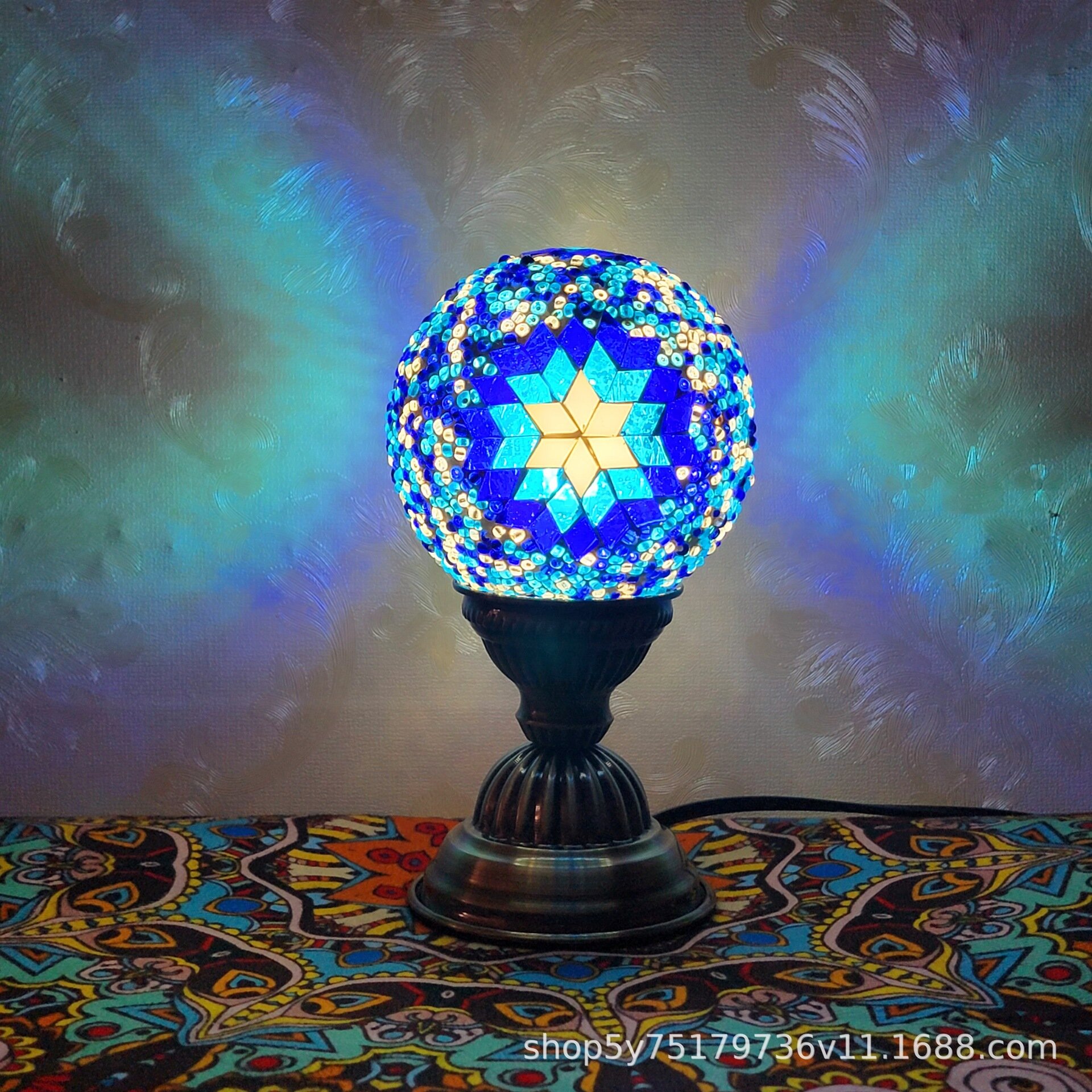 Марокканский экзотический мозаичный прикроватный этнический кафе интернет-знаменитость декор турецкий круглый шарик маленькая ночная лампа настольная лампа
