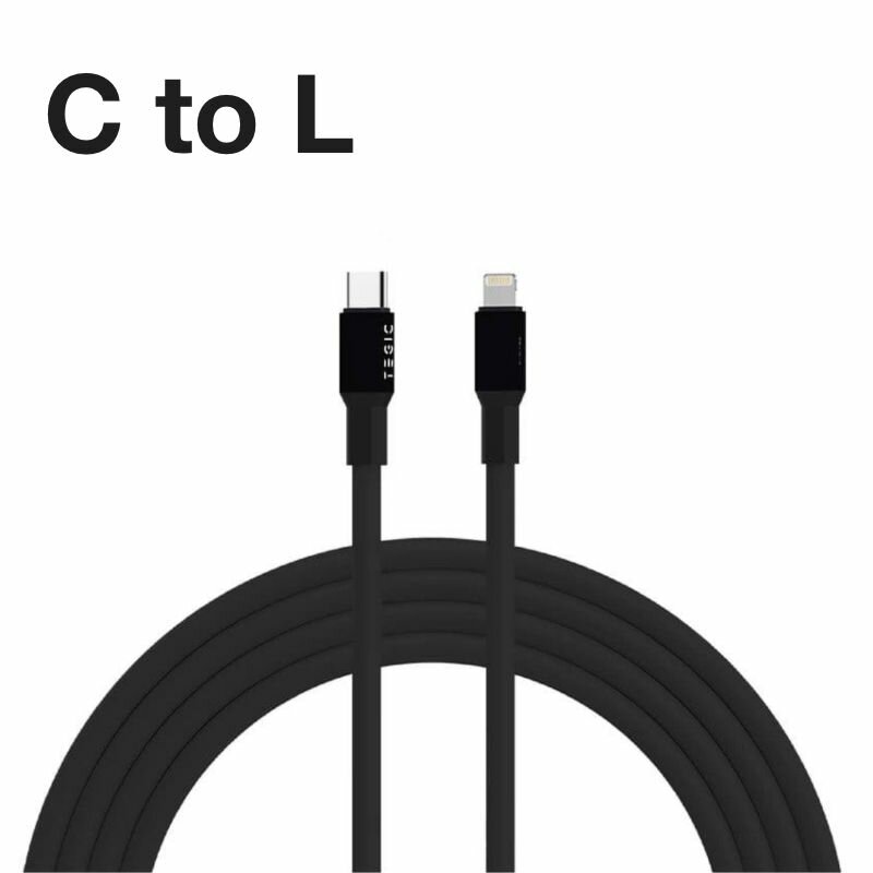 Кабель USB-C - Lightning Tegic Silicone 27W 1.2 метра черный
