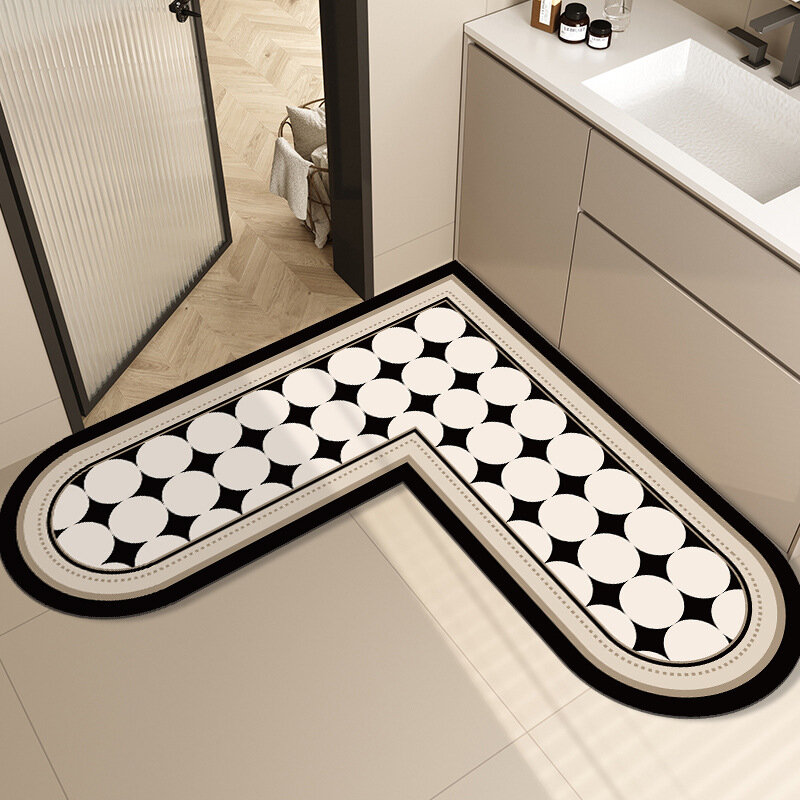 Угловой коврик для ванной, сухая зона у раковины, специальный впитывающий коврик, L-образный, нескользящий, новый многофункциональный материал 2024 года