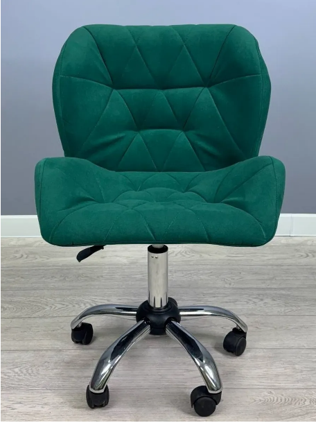 Стул для мастера со спинкой, Ракушка, большой, FitBest, зеленый велюр