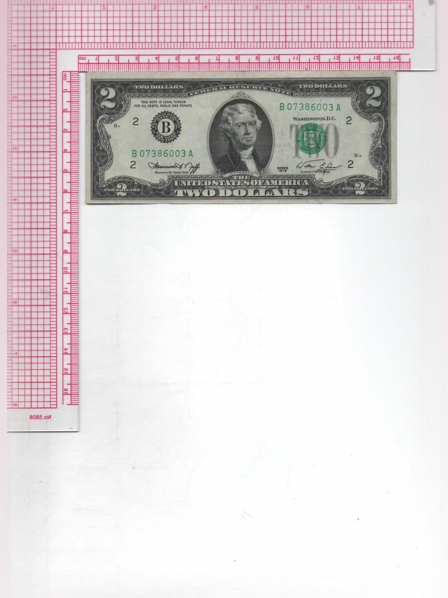 Купюра - Банкнота 2 доллара 1976 год оригинал