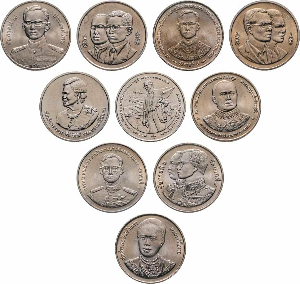 Таиланд набор из 10 юбилейных монет 20 батов 1995-2012 годов, Мельхиор медь-никель, в сохранности XF-UNC