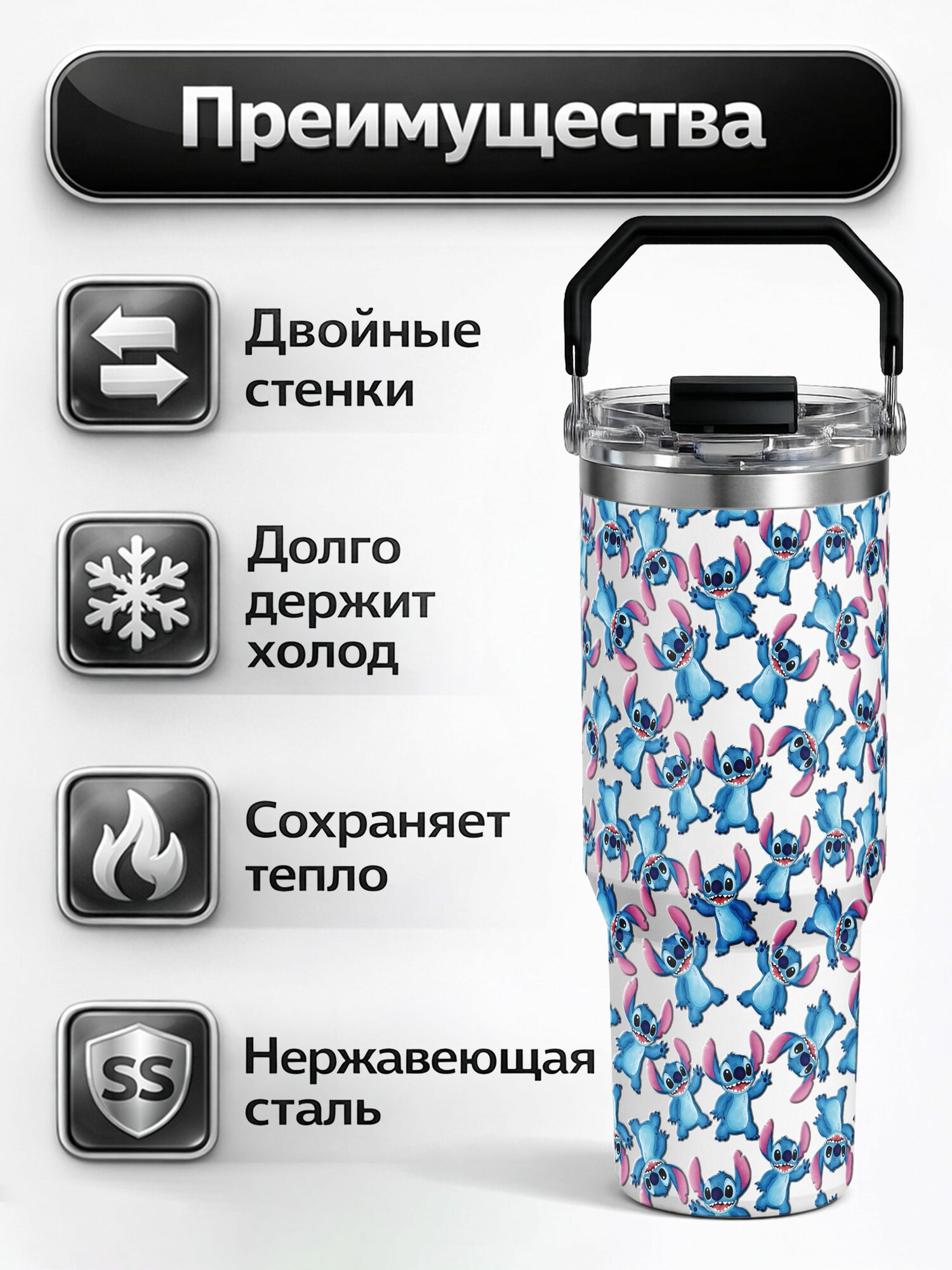 Термокружка 3D Стич — фото 1