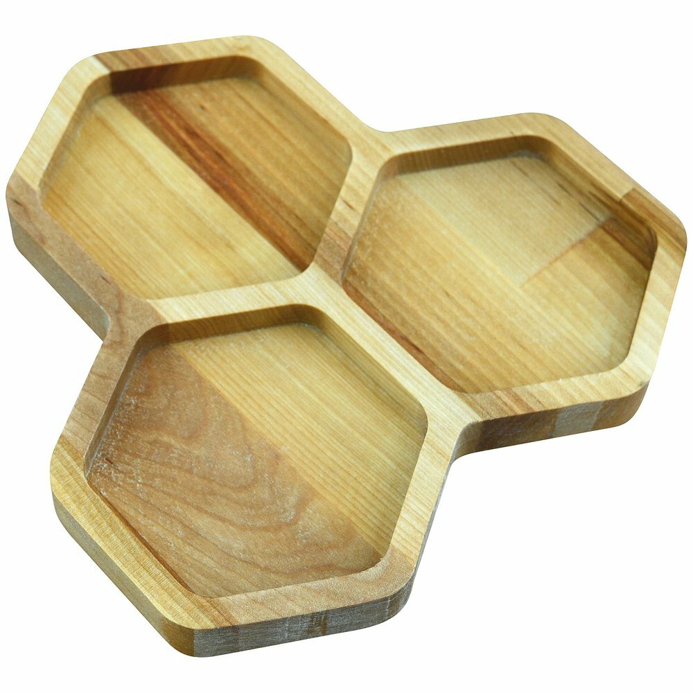 Менажница Мультидом "Соты", деревянная, для закусок, размер 18х18х1,8см