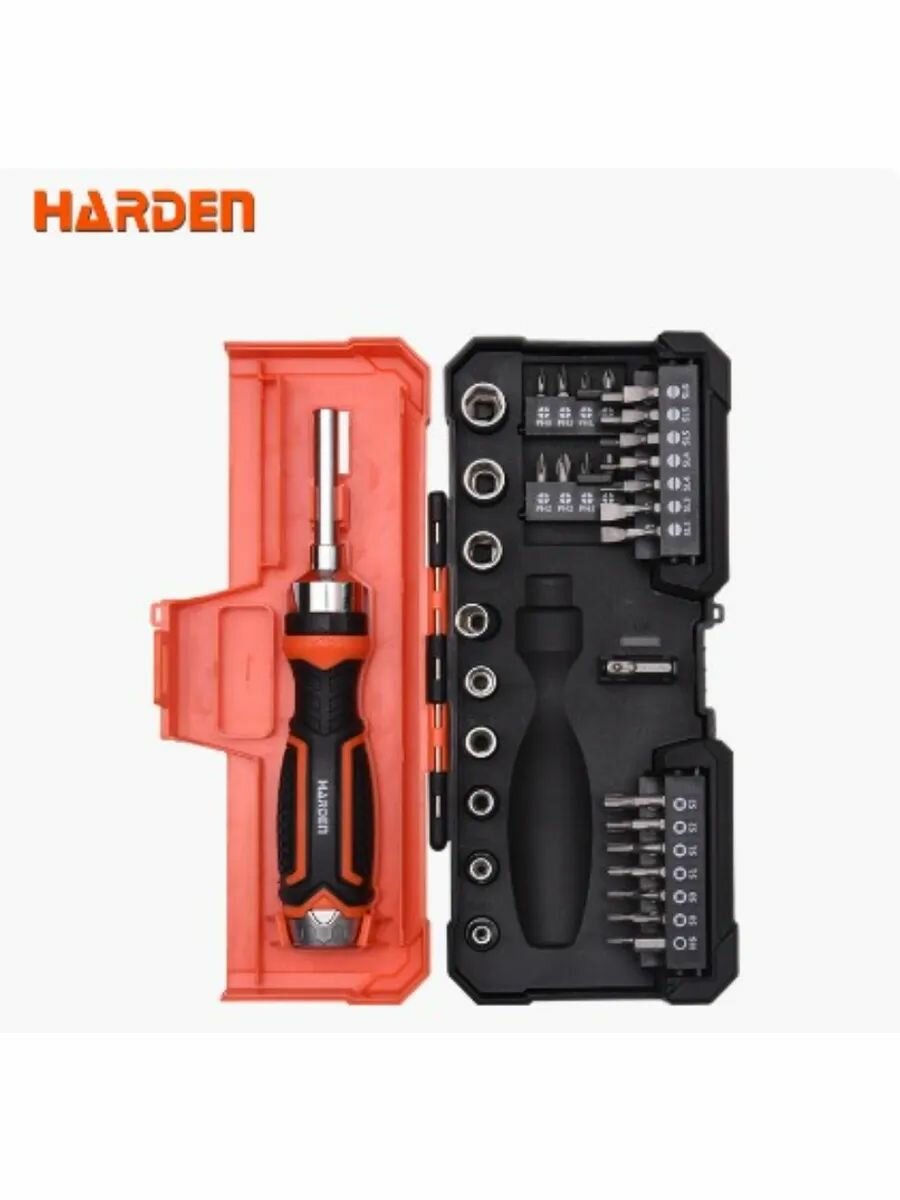 Набор бит и торцевых головок HARDEN с трещоткой 47 предметов, 551247
