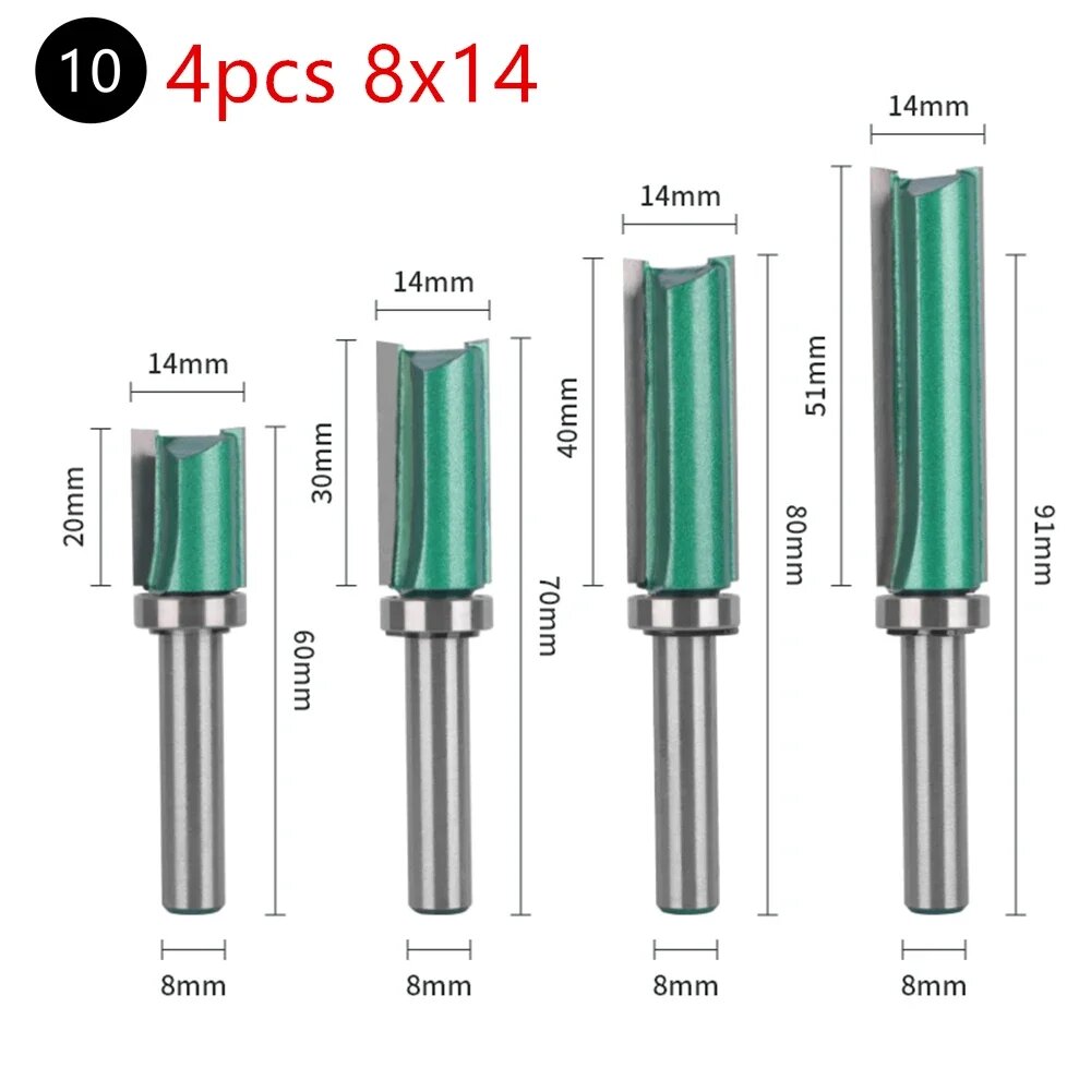 XQZQ Твердосплавные фрезы с узором 8 мм 4pcs 8x14