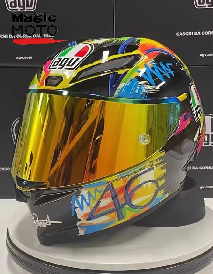 AGV Мотошлем, цвет: черный, желтый, размер: XL