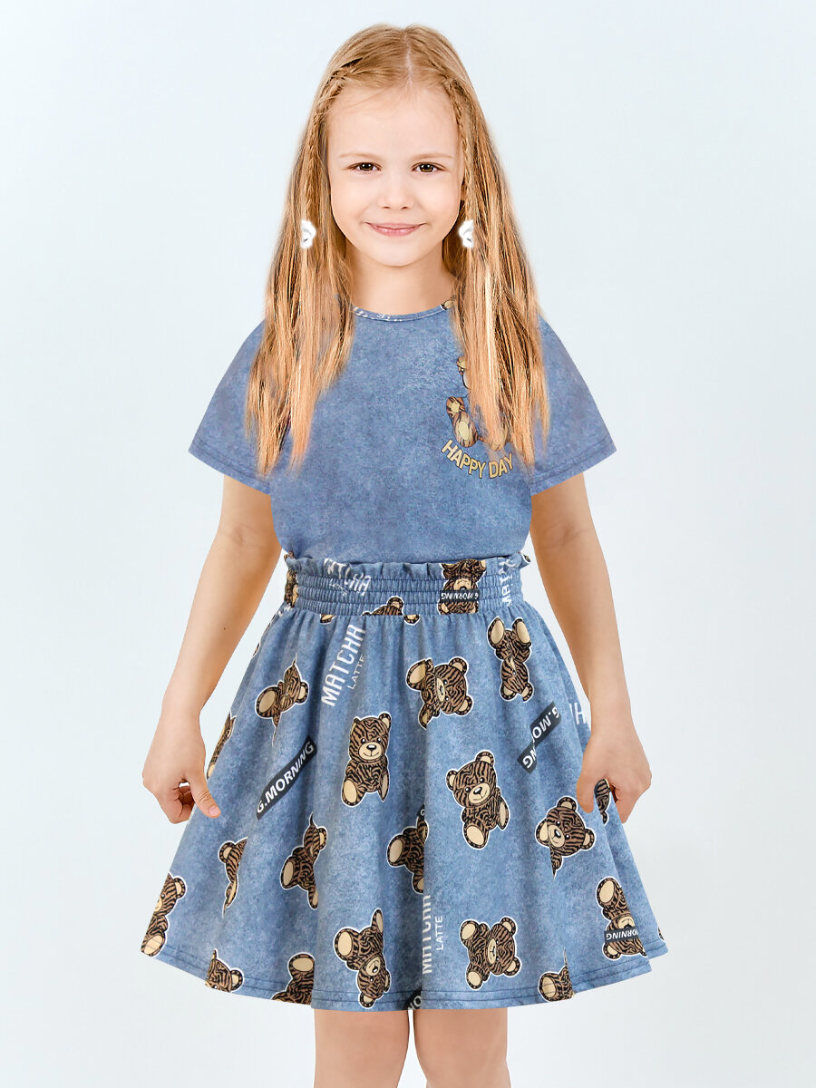 Комплект одежды для девочки с юбкой в садик хлопок