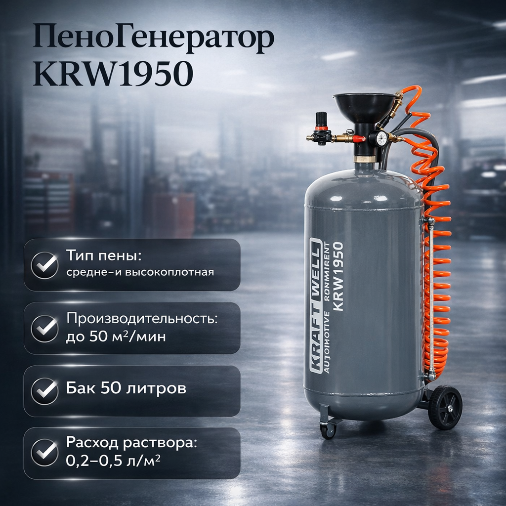 KraftWell KRW1950 Пеногенератор вертикальный, 50л
