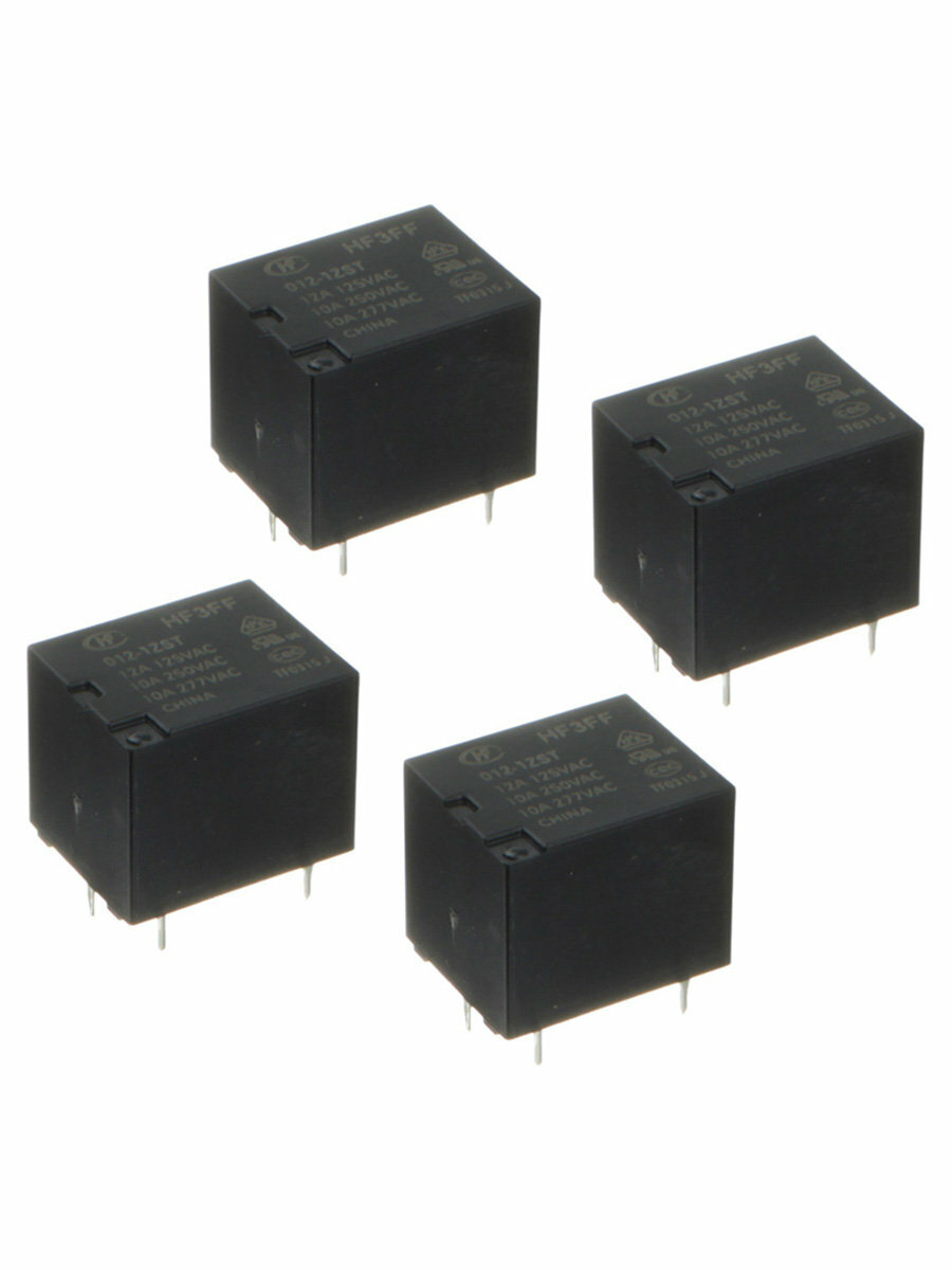 Реле 12В, 1 группа 10А 277В AC (упаковка 4шт) Hongfa HF3FF/012-1ZST SPDT 1С