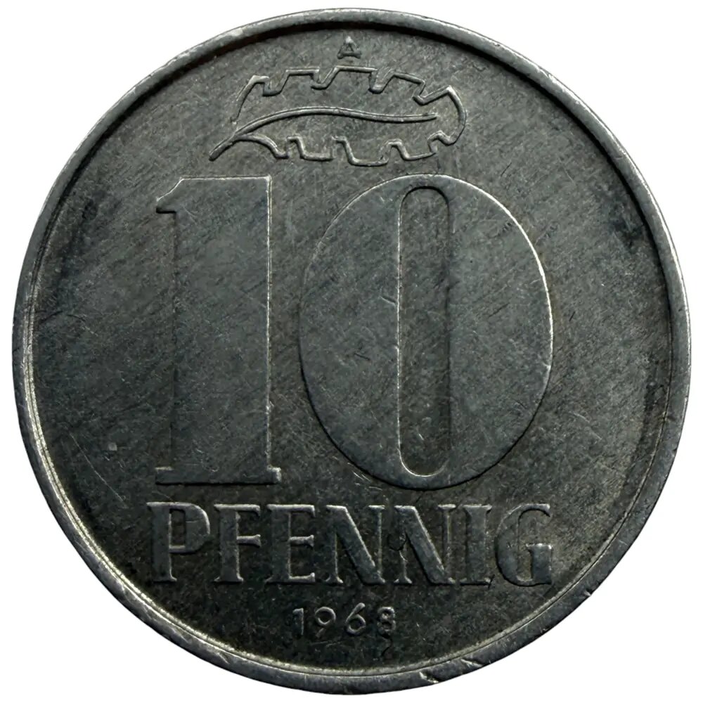 ГДР (Германия) 10 пфеннигов 1968 г. (A)