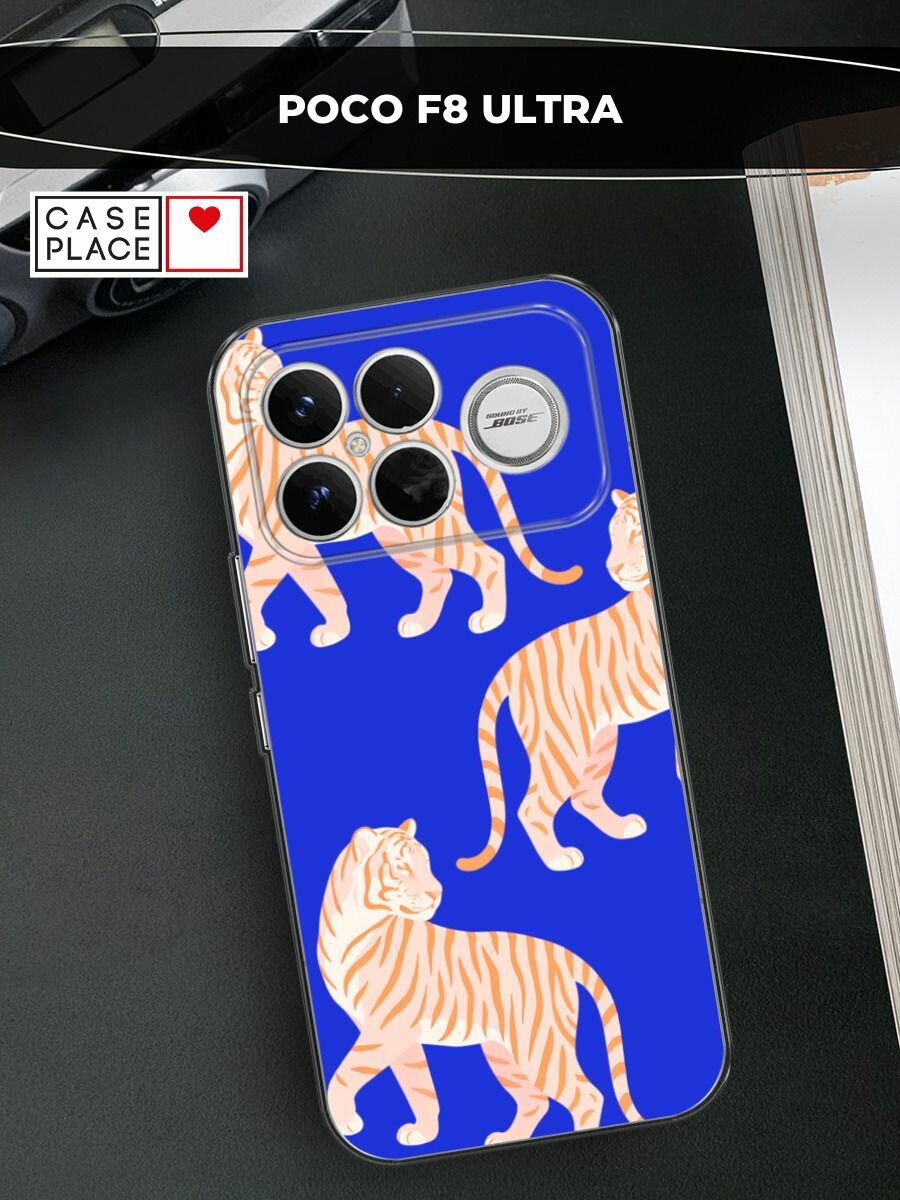 Чехол на Xiaomi Poco F8 Ultra / Сяоми Поко F8 Ультра с принтом Три тигра