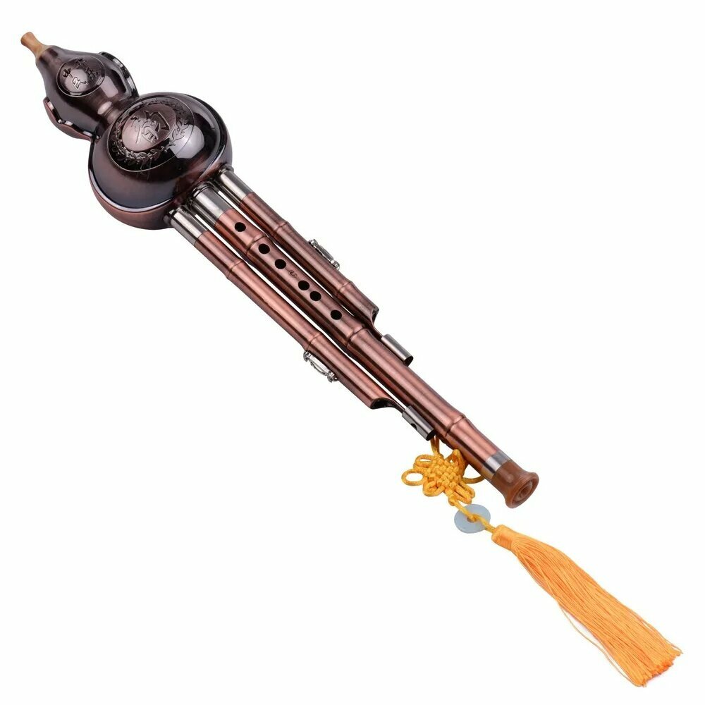 3-х тональный C-Key Алюминиевая флейта тыквы Hulusi Gourd с медными трубами