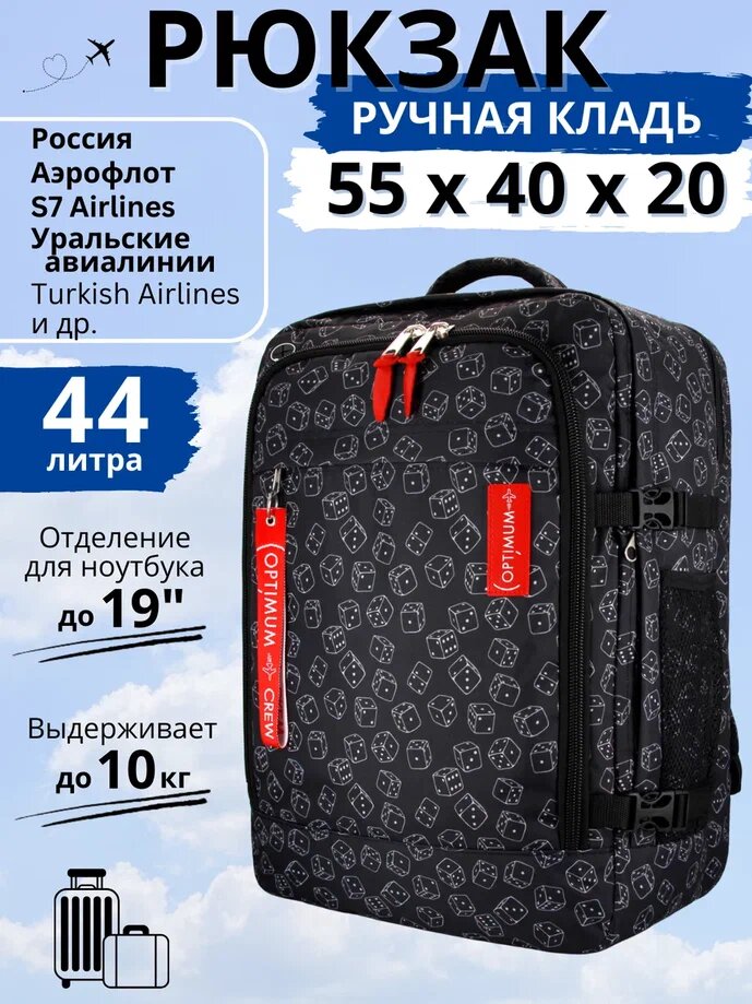 Рюкзак сумка чемодан ручная кладь 55х40х20 в самолет, кости