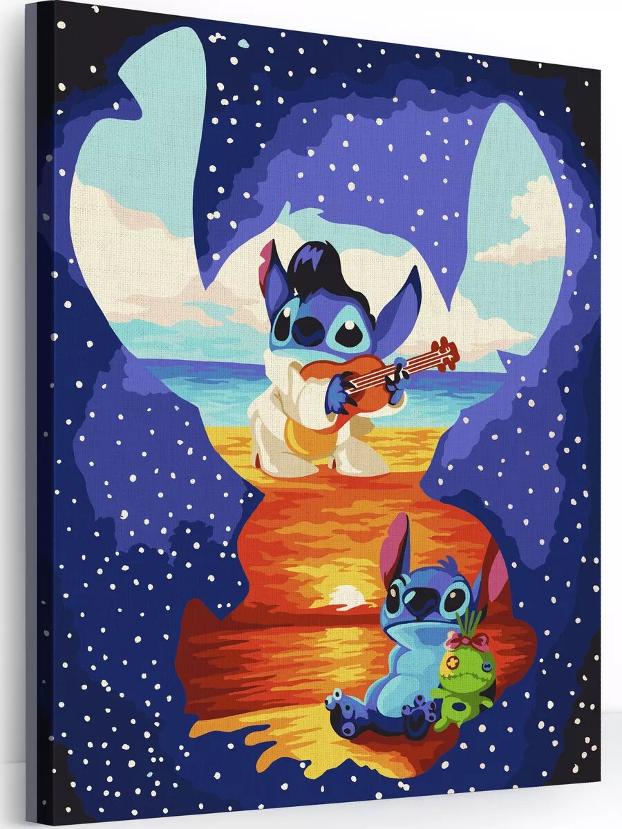 Мечтательный Стич Картина по номерам на холсте 40х50