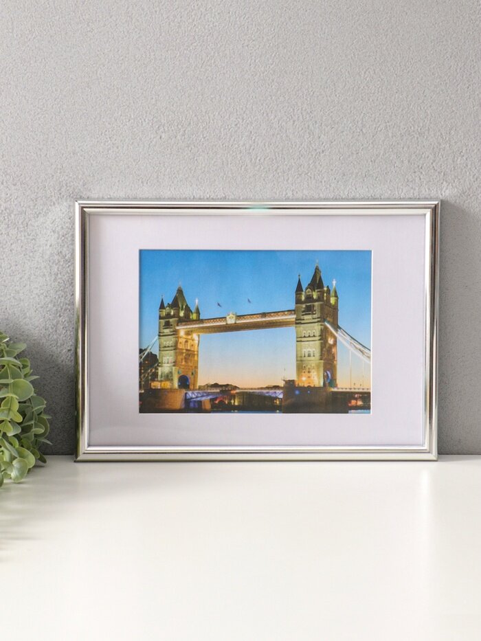 Фоторамка для фото 21×30 см, с паспарту 15×21 см, Vivo, серебро