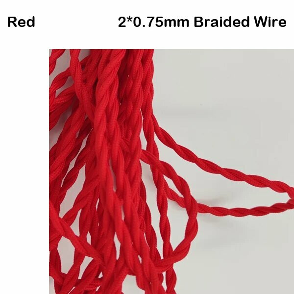 Электрический провод винтажный текстильный медный 2*0,75 мм Red, 30m