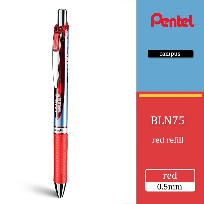 Гелевая ручка Pentel BLN75 ENERGEL 0,5 мм Red rod red core