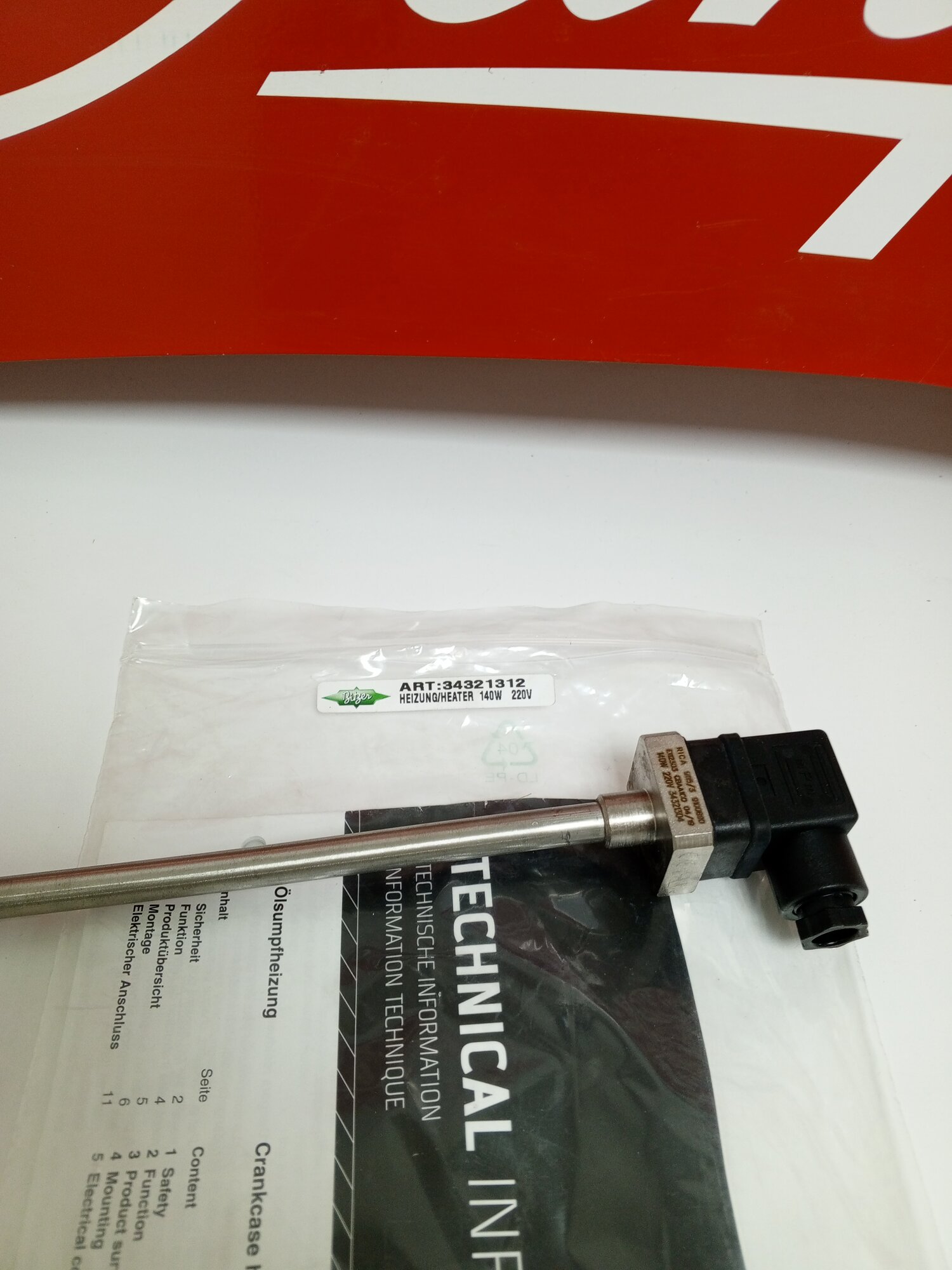 ТЭН подогрева картера компрессора Bitzer 343213-12 (34321312)