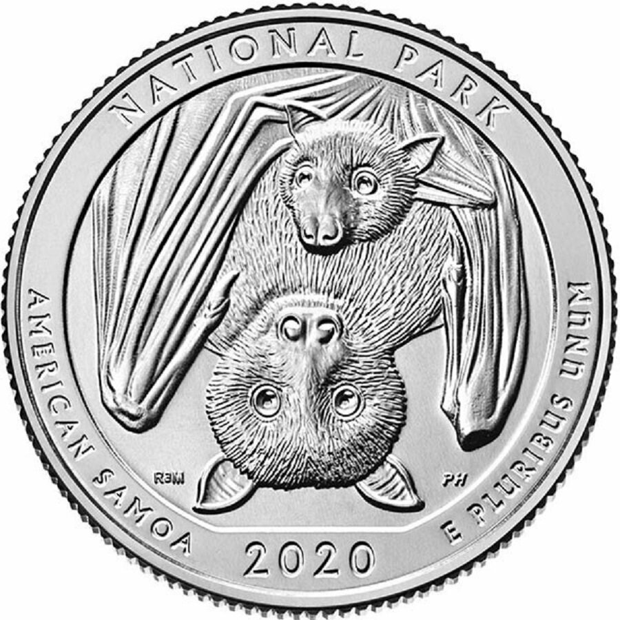 Монета номиналом 25 центов США, Американское Самоа, 3 февраля 2020 г. Состояние UNC (25С-108)