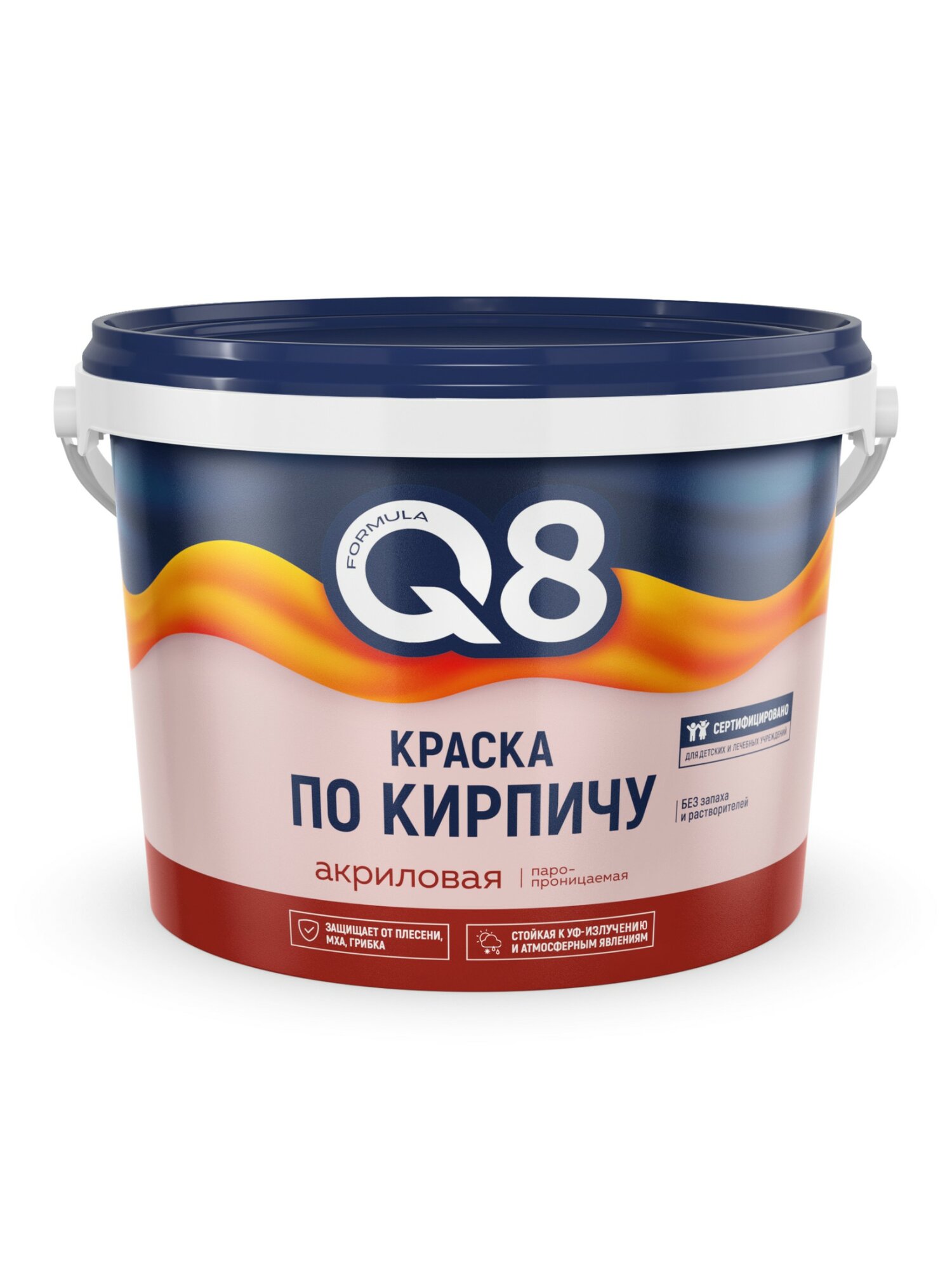 Краска воднодисперсионная, Formula Q8, акриловая, фасадный по кирпичу, влагостойкая, матовая, коричневая, 2.4 кг