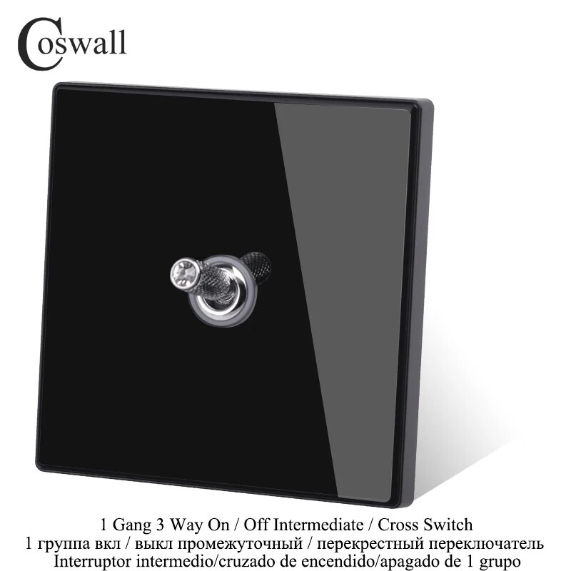 COSWALL черный выключатель 1 gang 3 way